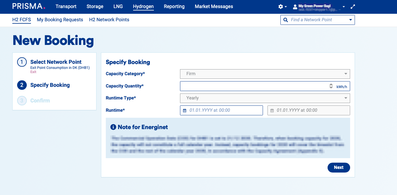 How to book capacity as a Hydrogen shipper